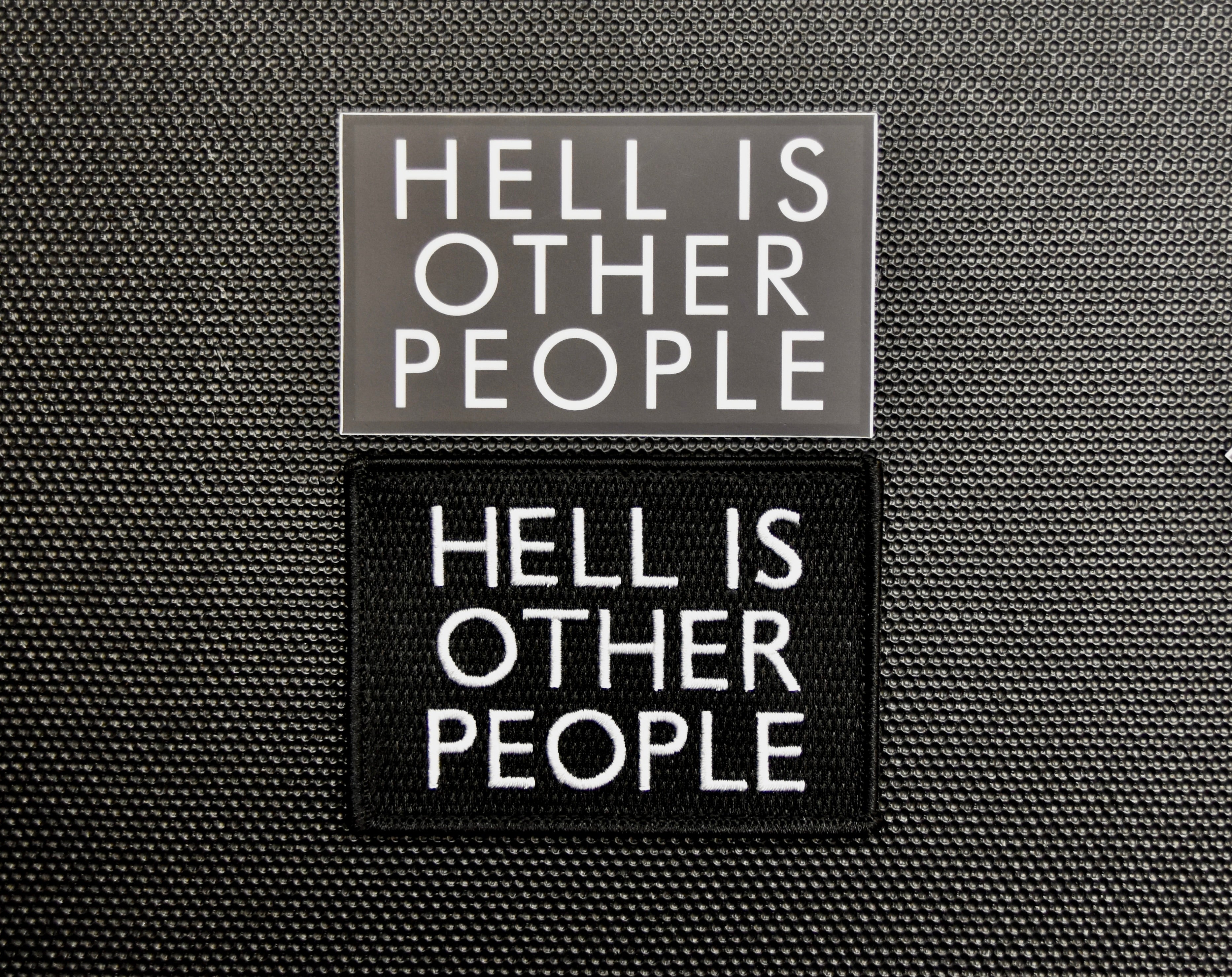 HELL IS OTHER PEOPLE Morale Patch & Sticker Set – BritKitUSA