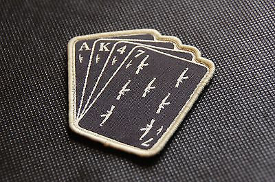 AK47 Playing Cards Woven Morale Patch - Tan On Black – BritKitUSA