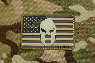 US Spartan Helmet Flag PVC GITD Morale Patch - Urban – BritKitUSA