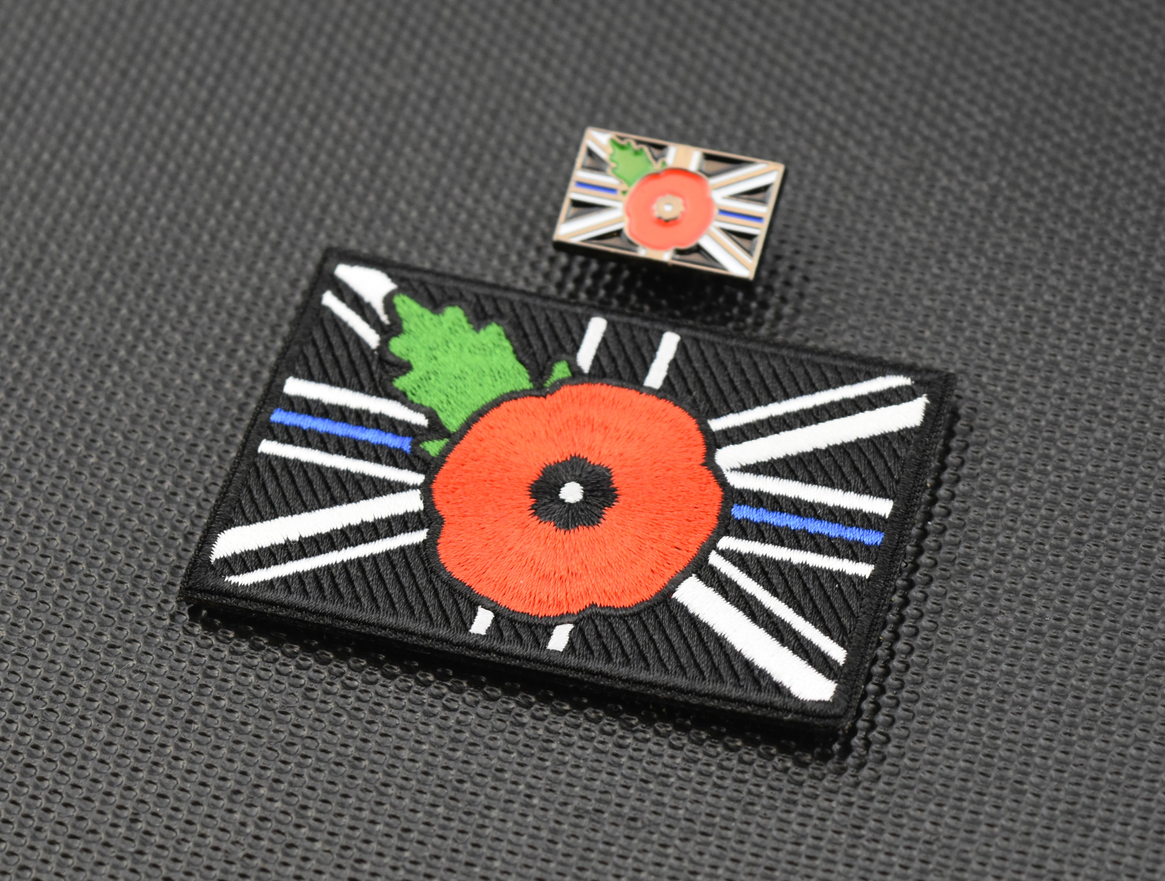 Premium Embroidered UK Thin Blue Line Poppy Union Flag Morale Patch & – BritKitUSA