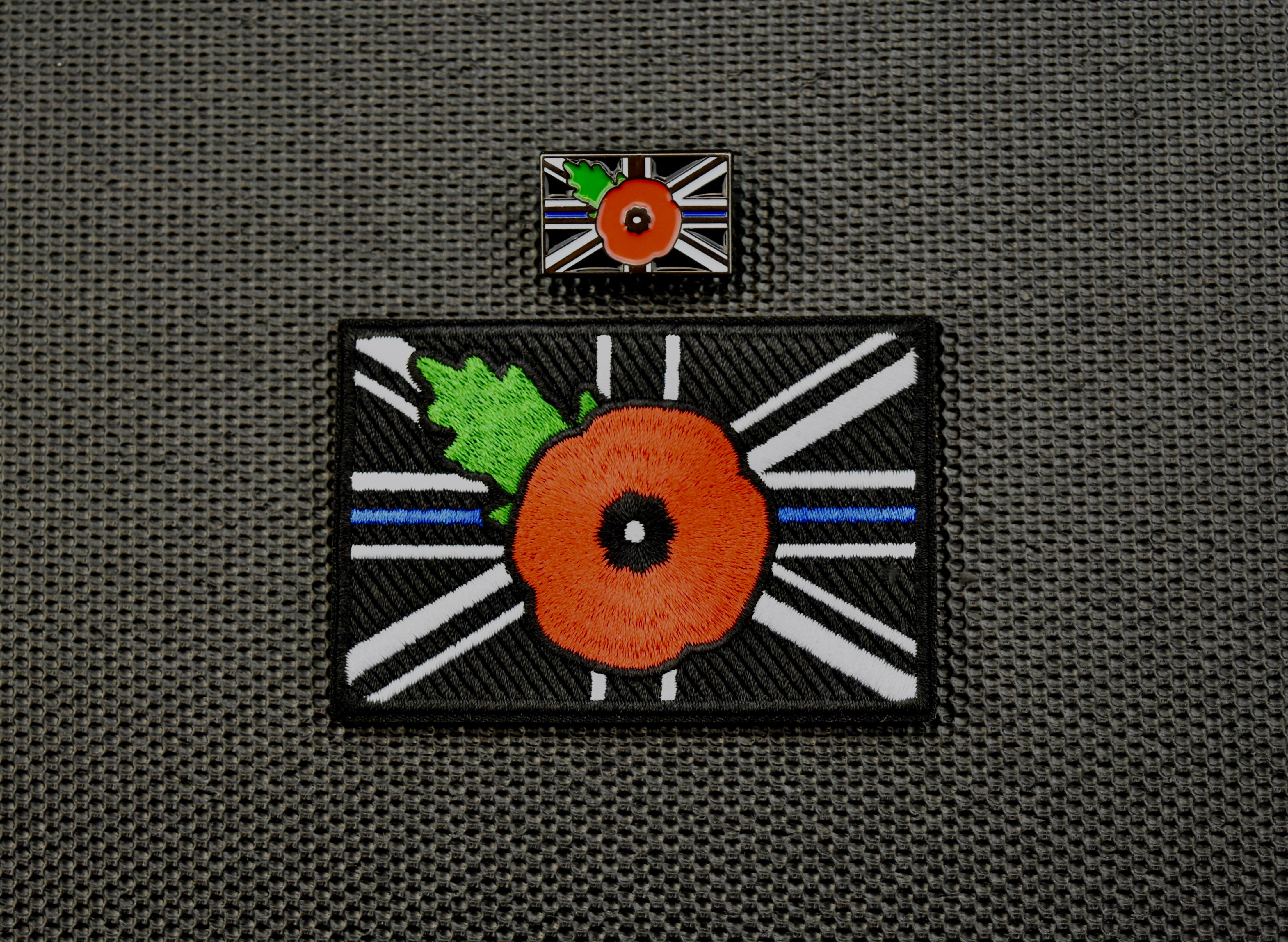 Premium Embroidered UK Thin Blue Line Poppy Union Flag Morale Patch ...